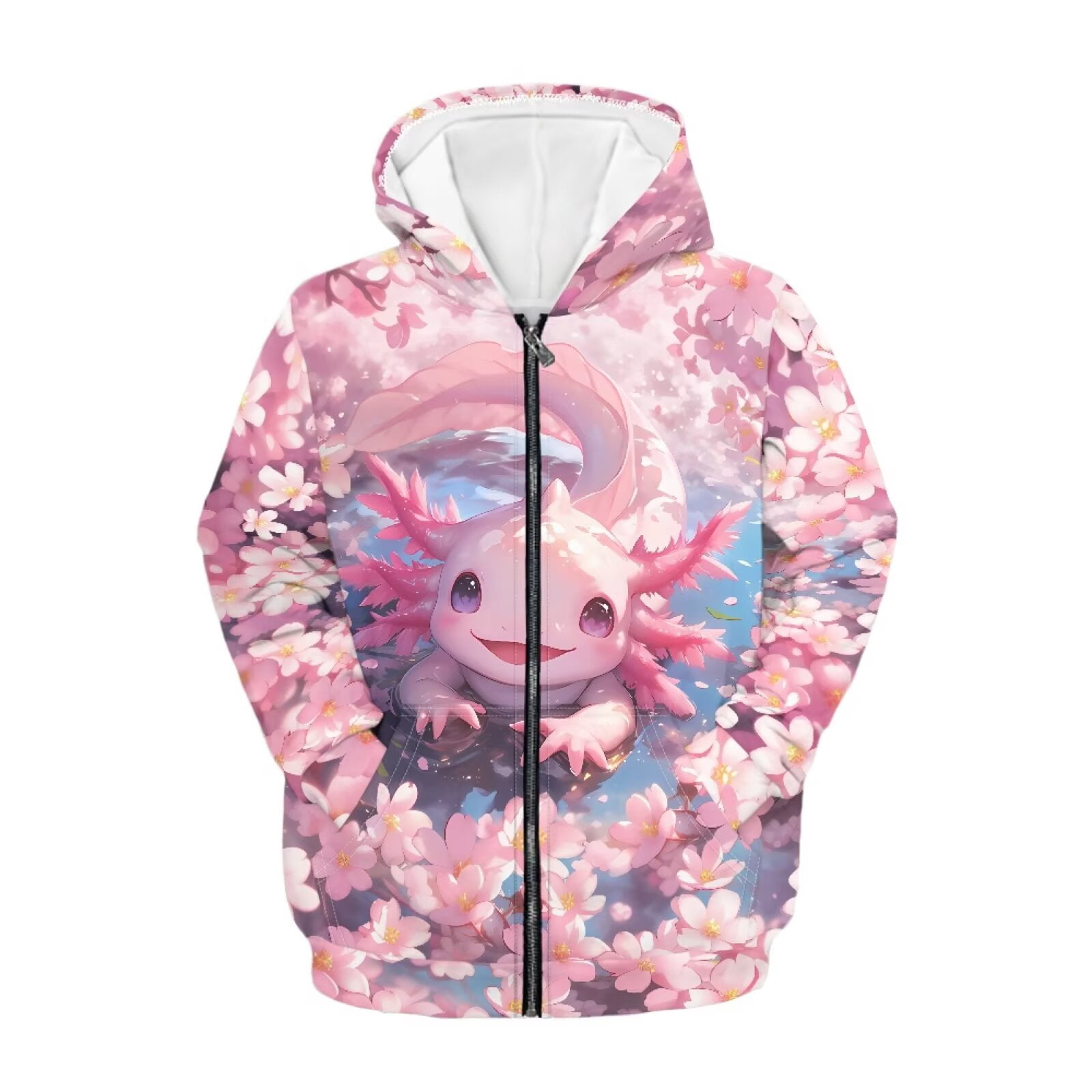 chaqlin Axolotl Zip up Hoodies for Girls 14-16 Cute Long Sleeve Hooded ...