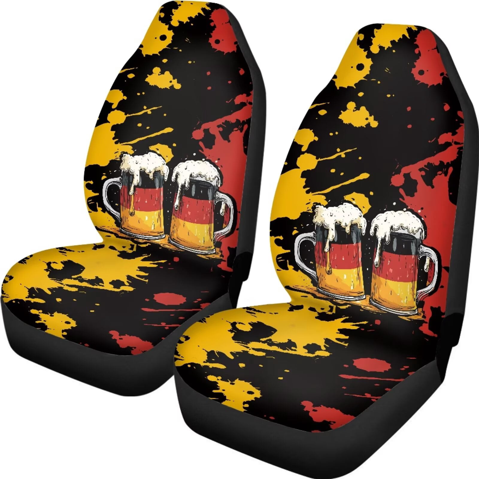 chaqlin Beer & German Flag Pattern Car Seat Covers Set of 2 Elastic ...