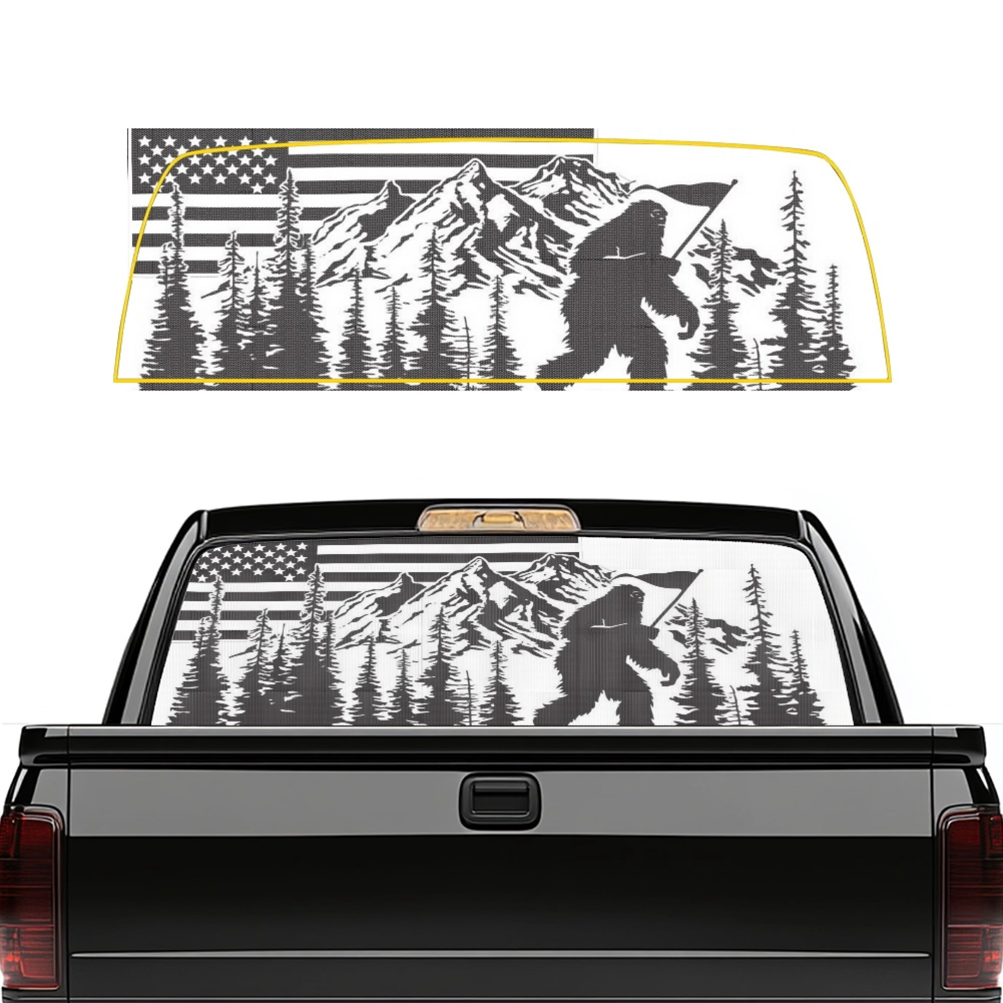 chaqlin Bigfoot in the Woods Rear Window Decals for Trucks SUV ...