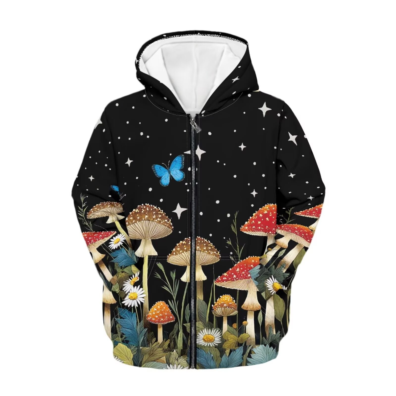 chaqlin Blue Butterfly Hoodies for Girls 6-7 Casual Zip Up Hoodie ...