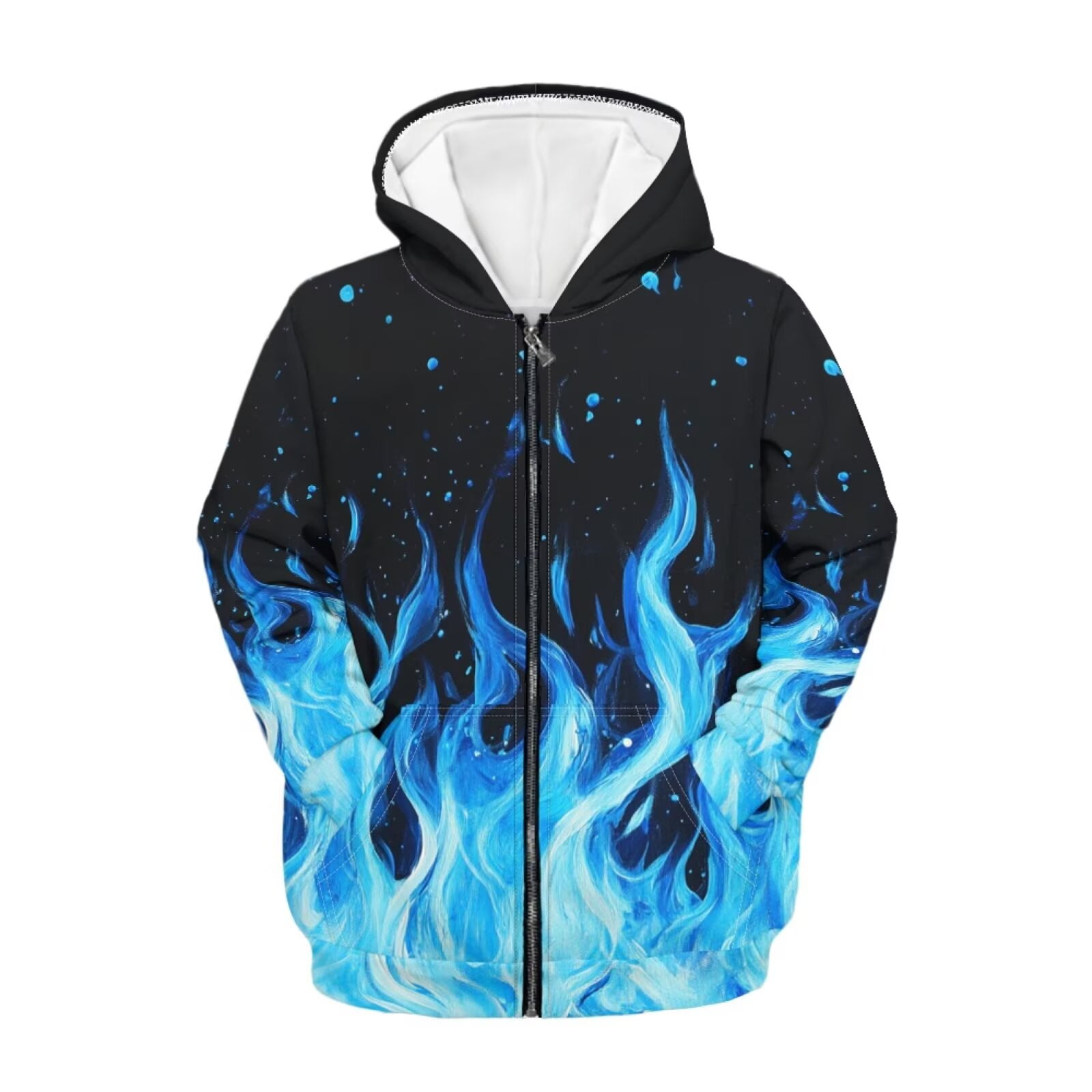 chaqlin Blue Fire Flame Hoodies for Boys Girls Size 14-16 Full Zip ...