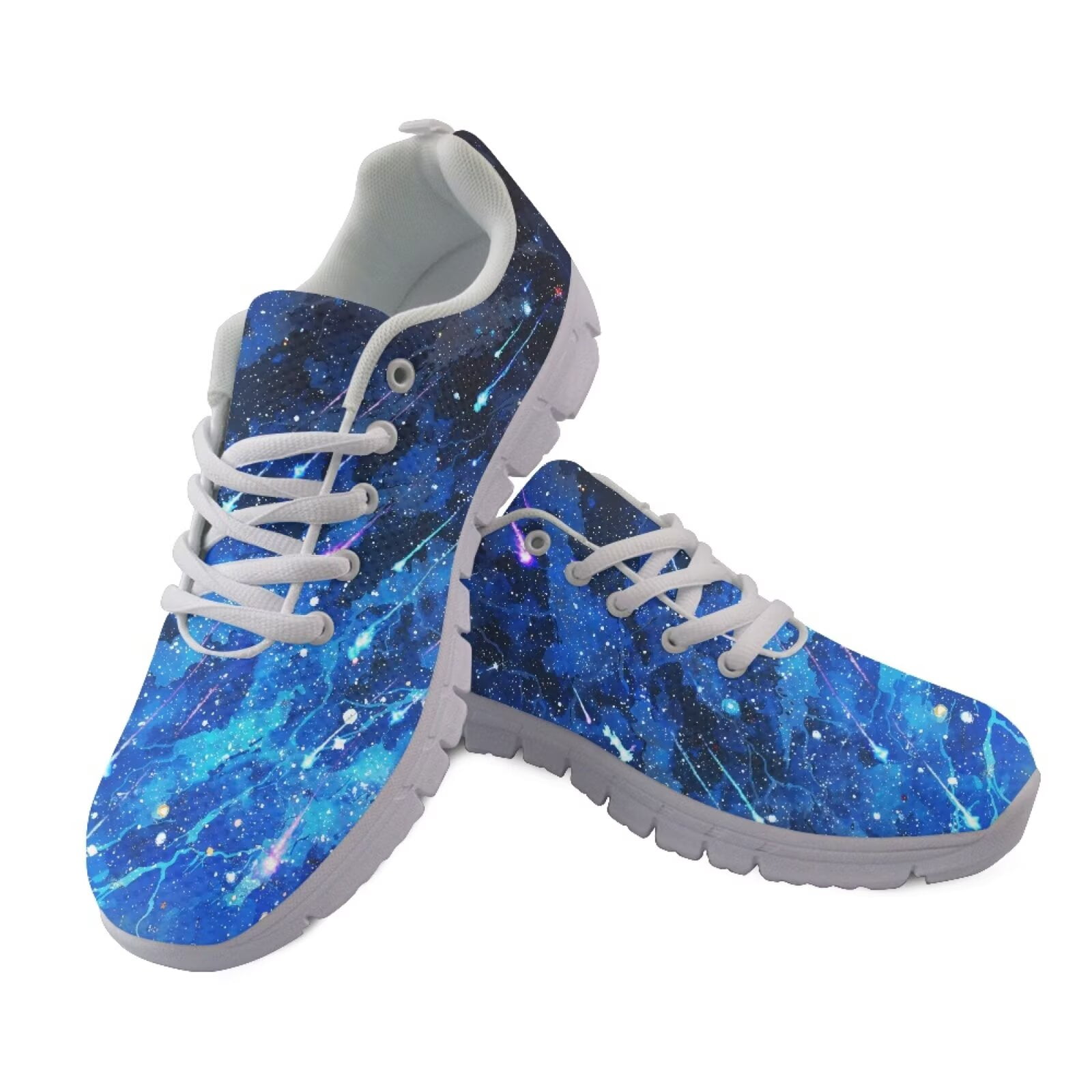 chaqlin Blue Galaxy Shoes for Men Women Breathable Mesh Lace Up Walking ...