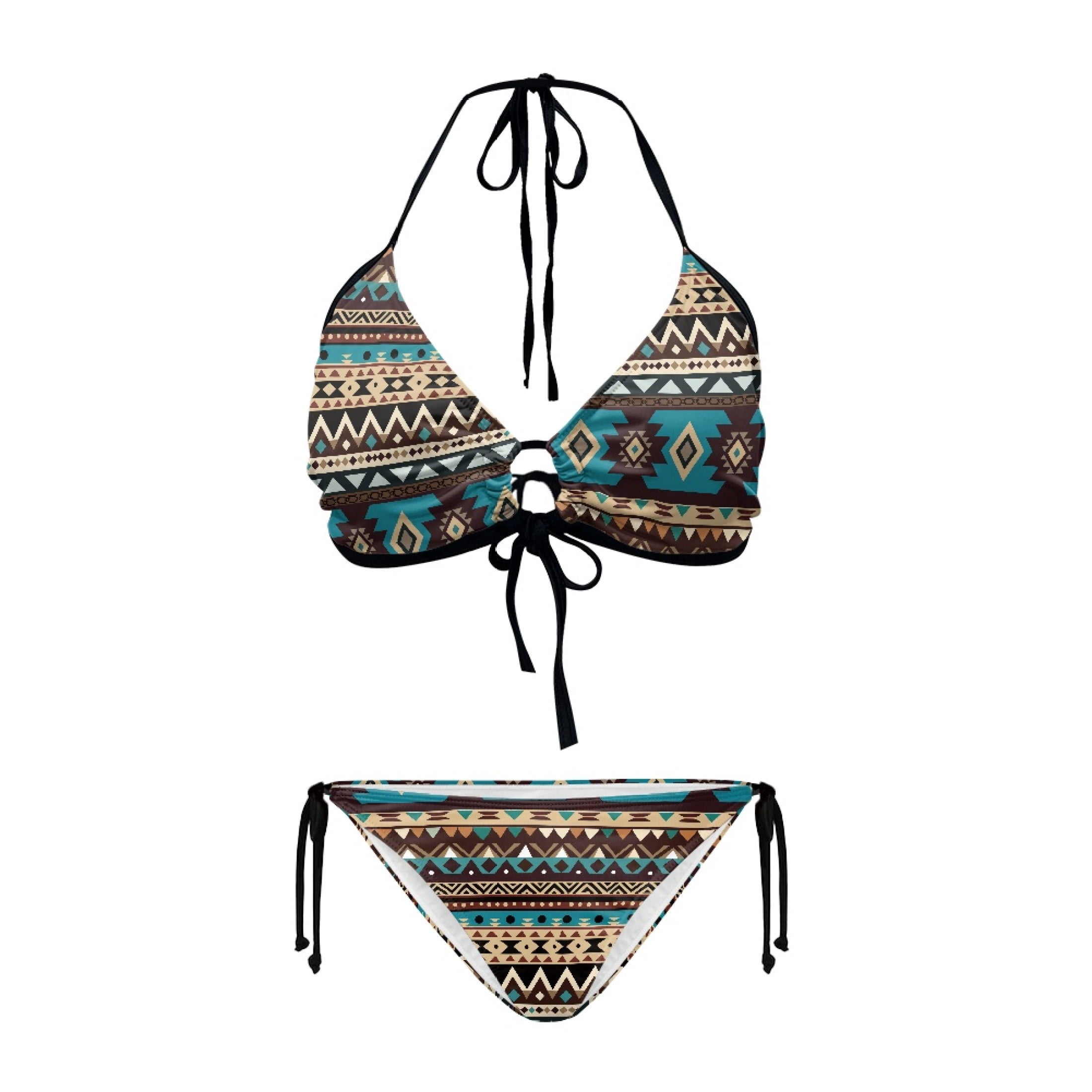 chaqlin Boho Tribal Geometric Halter Neck Bikini Set - Two Piece ...