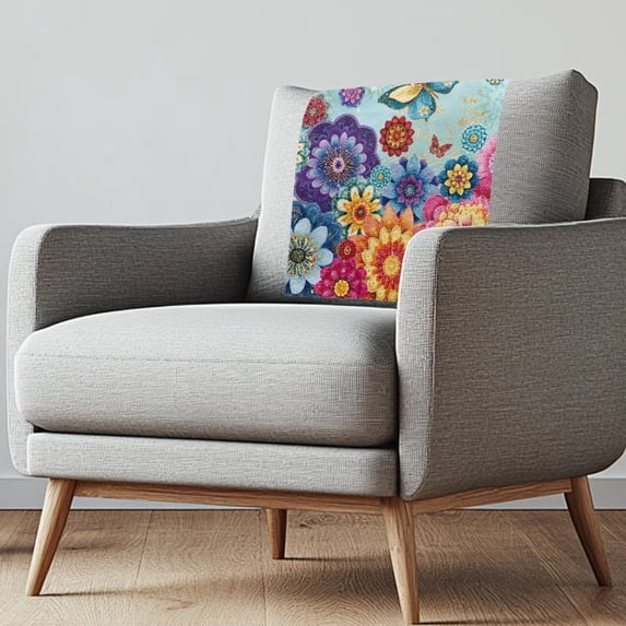 chaqlin Bright Blossom Flower Butterfly Sofa Headrest Cover 1 Pieces ...