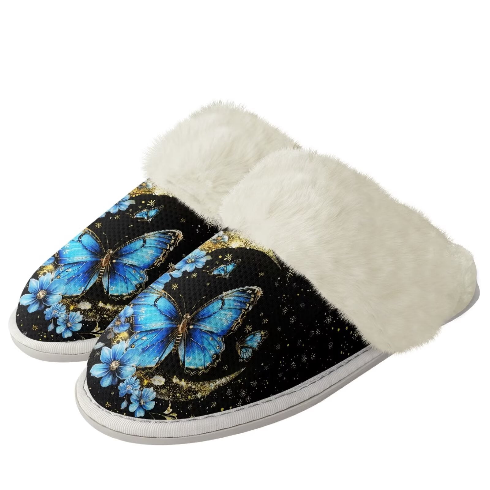 chaqlin Butterfly Fuzzy Slippers for Women Indoor and Outdoor Fluffy ...