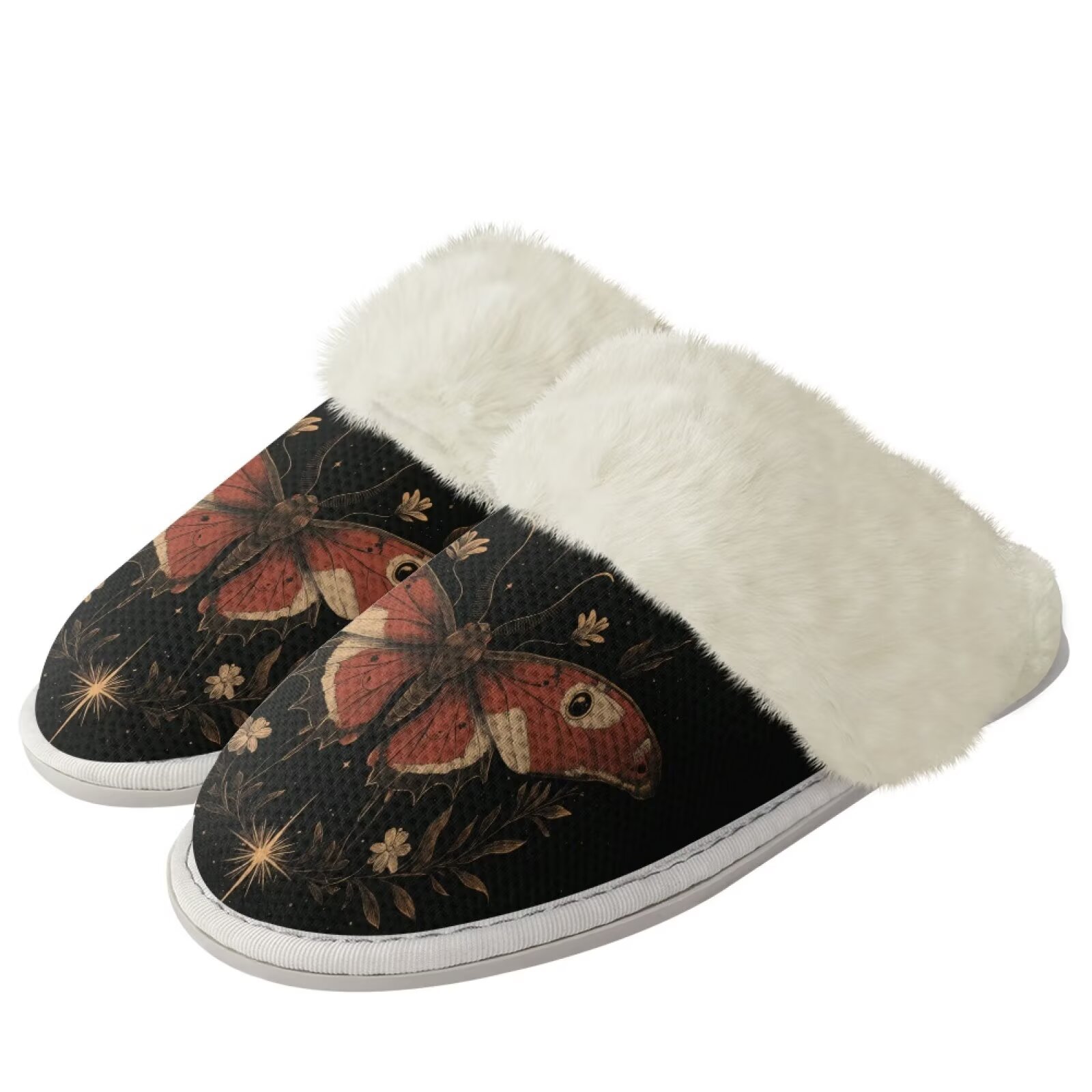 chaqlin Butterfly Fuzzy Slippers for Women Indoor and Outdoor Slippers ...