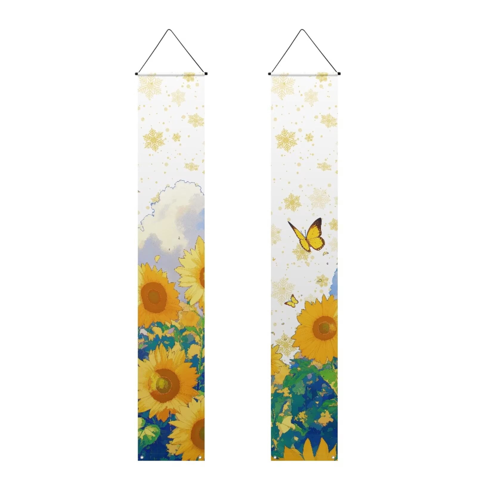 chaqlin Butterfly Sunflower Welcome Porch Banner Front Door Outdoor ...