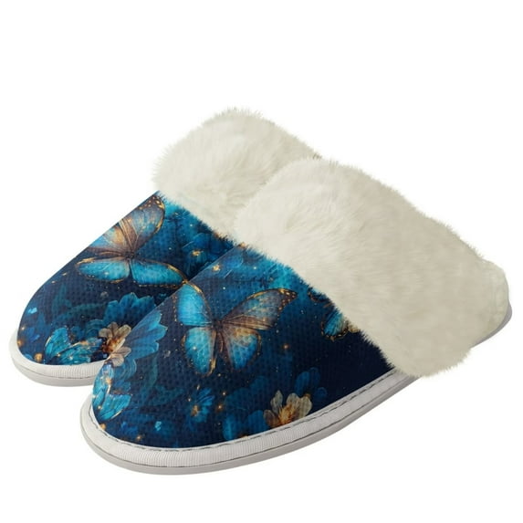 chaqlin Butterfly Warm House Slippers for Women Outdoor Fluffy Soft ...
