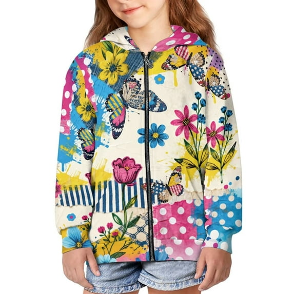 chaqlin Butterfly Zip up Hoodies for Girls Trendy Y2K Long Sleeve ...
