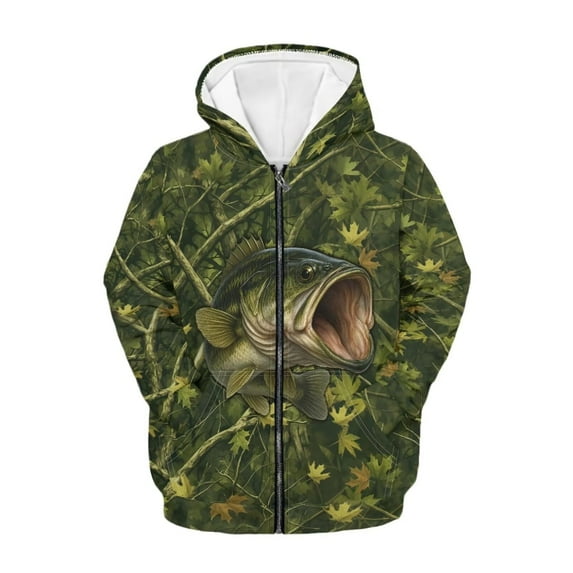 chaqlin Camo Hunting Zip up Hoodies for Boys 8-10 Bass Fish Full-Zip ...