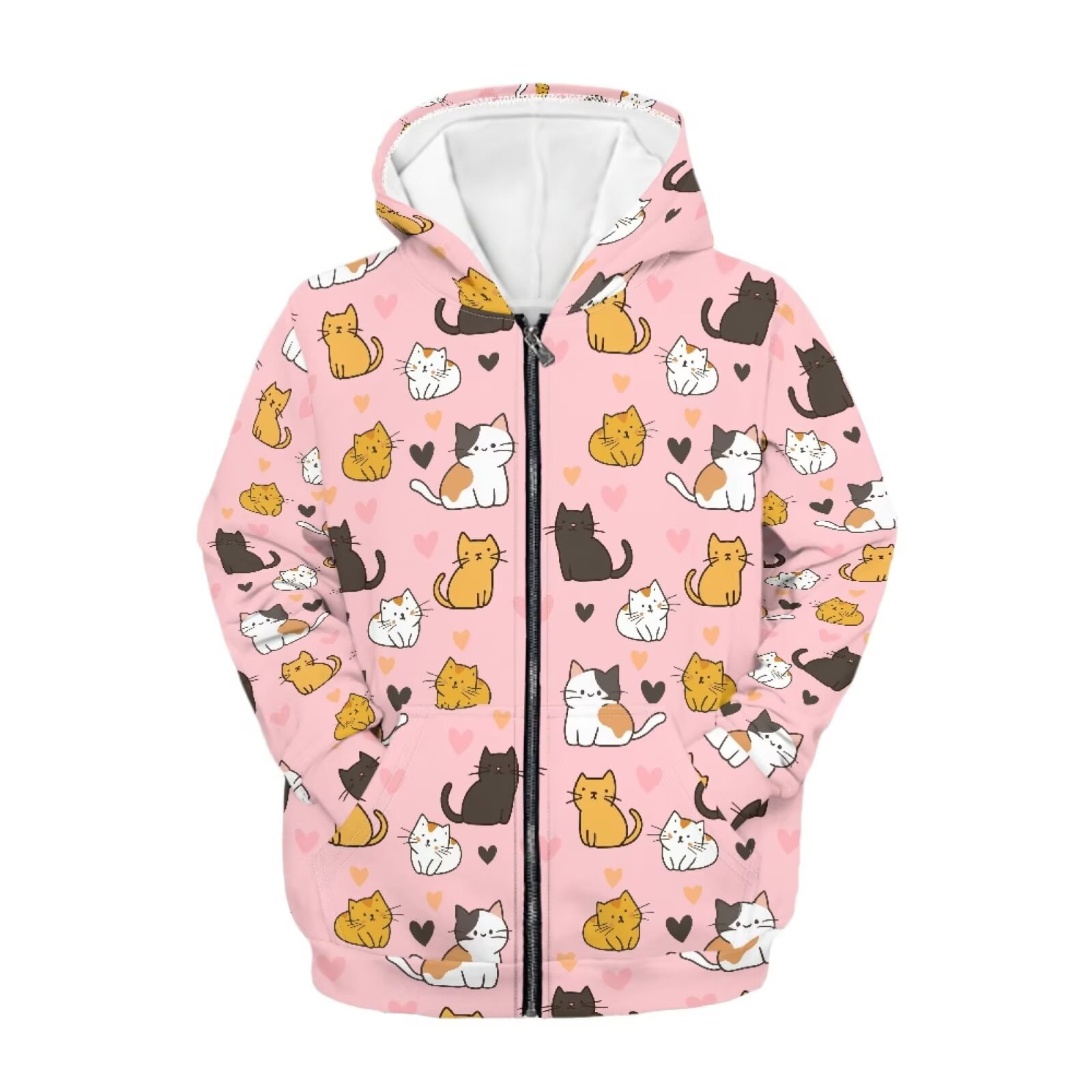 chaqlin Cartoon Cat Hoodies for Girls 11-13 Trendy Zip Up Hooded ...