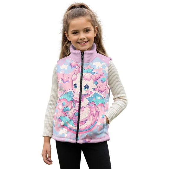 chaqlin Cartoon Dragon Vest for Girls 10-12 Casual Sleeveless Stand ...