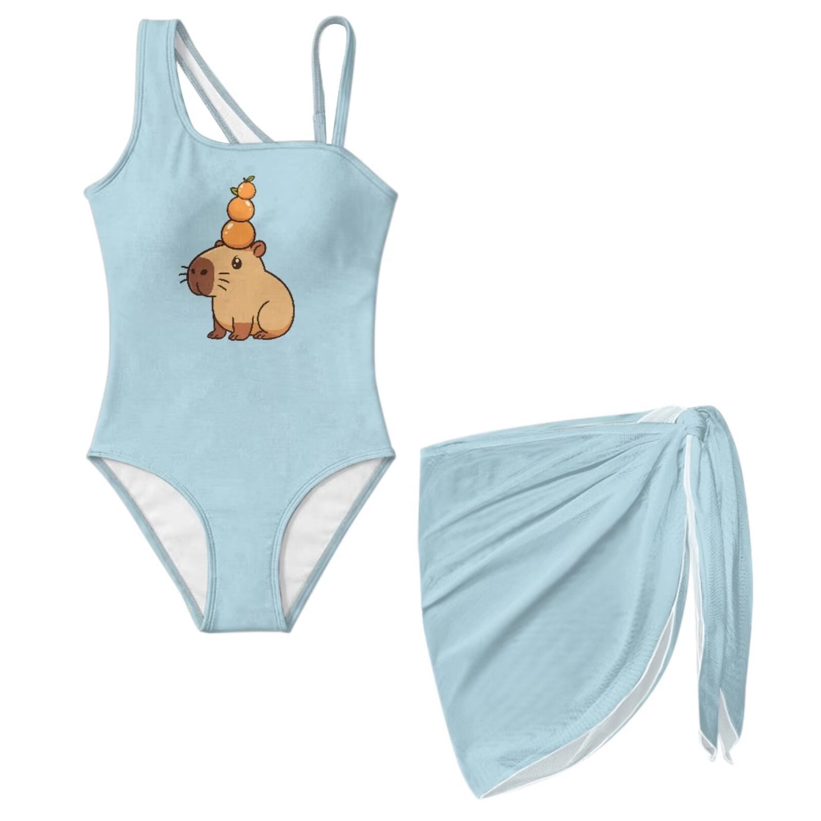 chaqlin Cartoon Orange Capybara Swimwear for Girls One Piece Swimwear ...