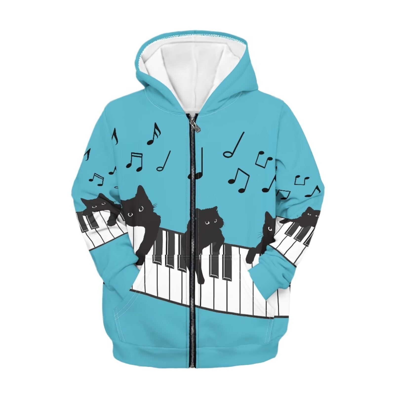 chaqlin Cat Hoodies for Teen Girls Trendy Y2K Full-Zip Hoodie Piano Key ...