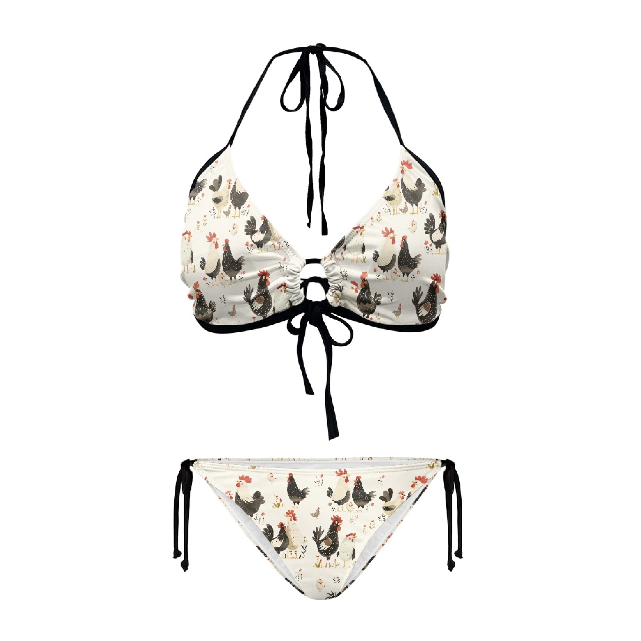 chaqlin Chicken Two Piece Triangle Swimsuit Spandex Fabric UPF 50+ Two ...