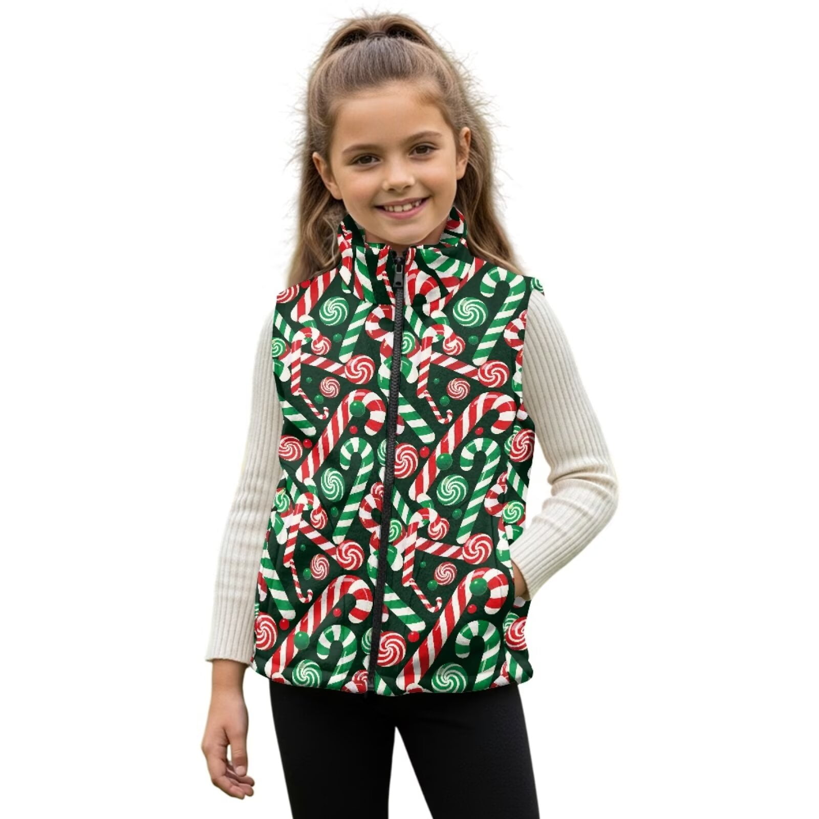 chaqlin Christmas Candy Cane Jackets for Girls Boys Casual Vests Coat ...