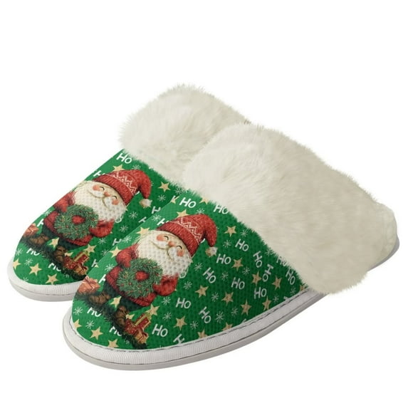 chaqlin Christmas House Slippers for Women Holiday Fuzzy Slippers Santa ...