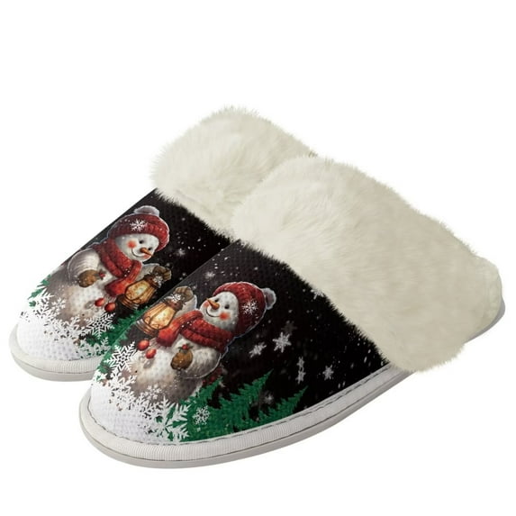 chaqlin Christmas House Slippers for Women Holiday Slip on Fuzzy ...