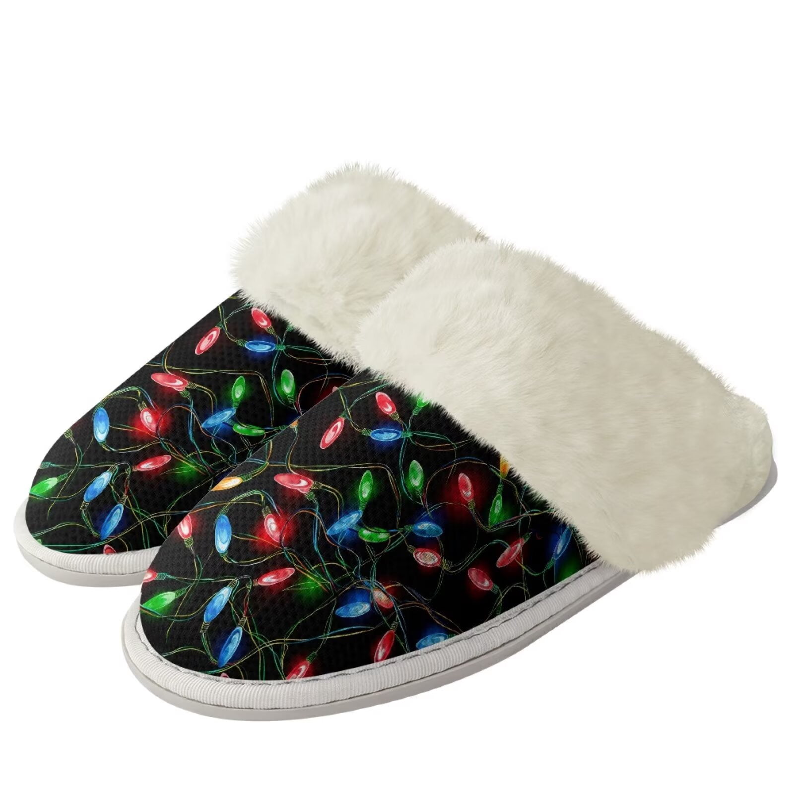 chaqlin Christmas Slippers for Women Size 6 Lights Print Warm House ...