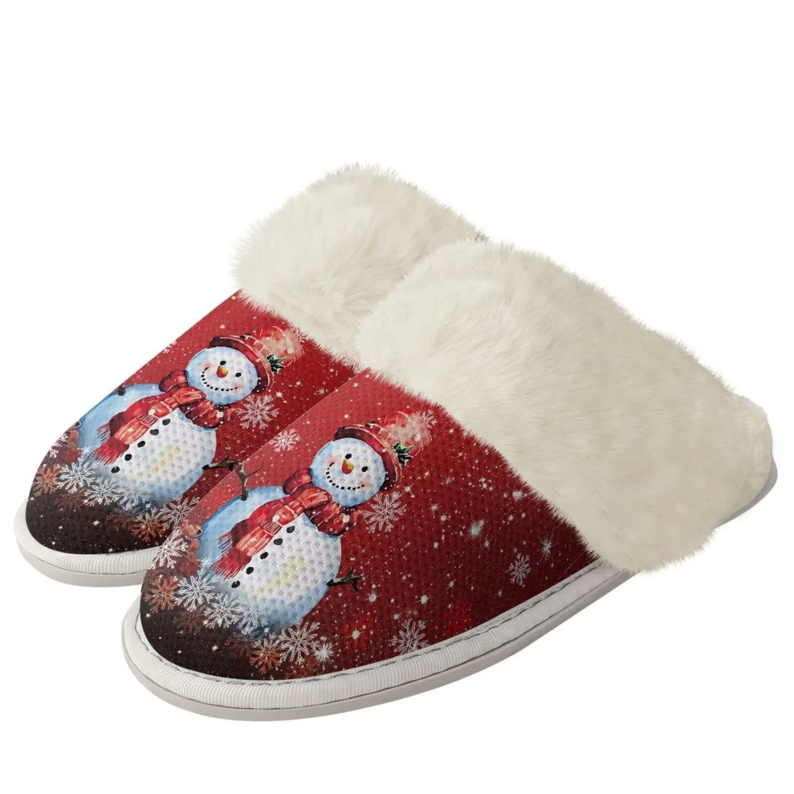 chaqlin Christmas Slippers for Women Red Fuzzy House Slippers Indoor ...