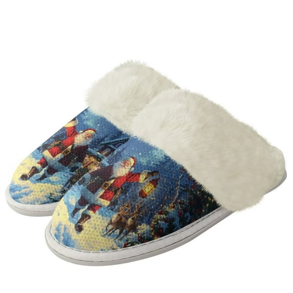 chaqlin Christmas Slippers for Women Size 13 Santa Claus Print House ...
