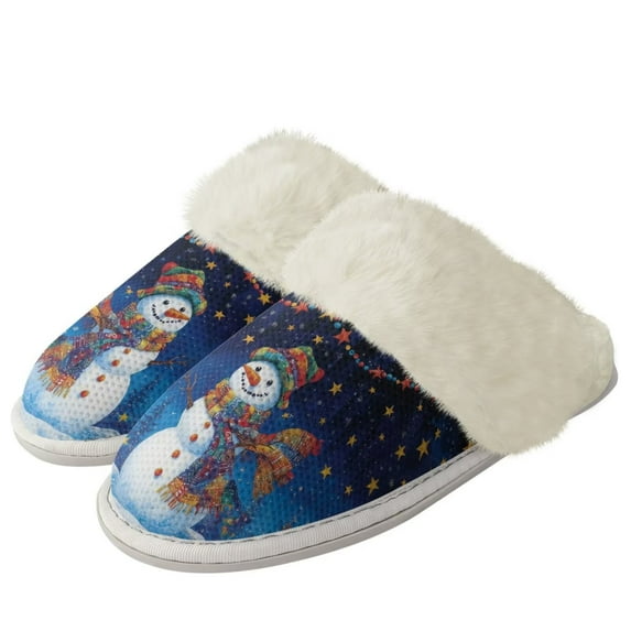 chaqlin Christmas Slippers for Women Size 8 Snowman Print Warm Cozy ...