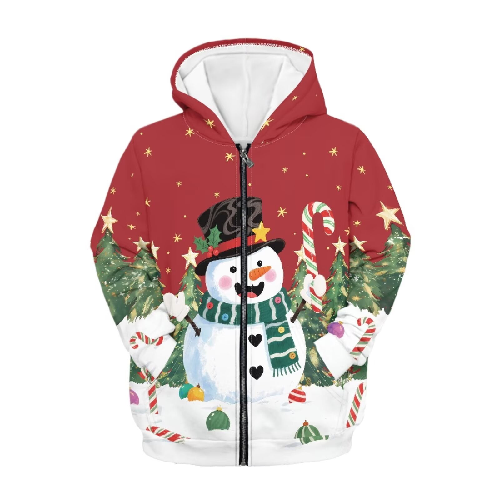 chaqlin Christmas Snowman Hoodies for Girls Boys Size 11-13 Full-Zip ...
