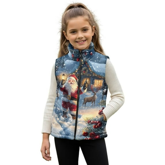 chaqlin Christmas Zipper Vest for Girls Boys Santa Claus Sleeveless ...