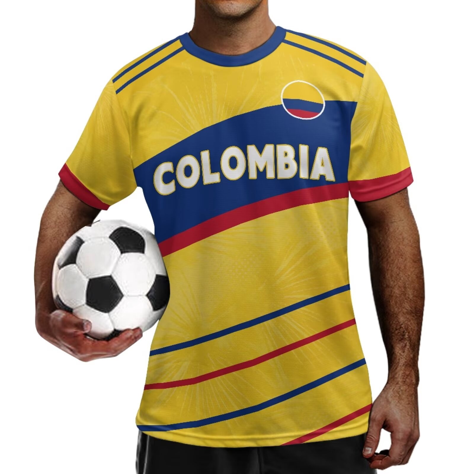 chaqlin Colombia Flag Jersey Soccer Jersey Mens Sport Shirt for Men ...