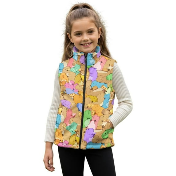 chaqlin Colorful Capybara Fleece Vest for Girls 5-6 Cute Full Zip ...