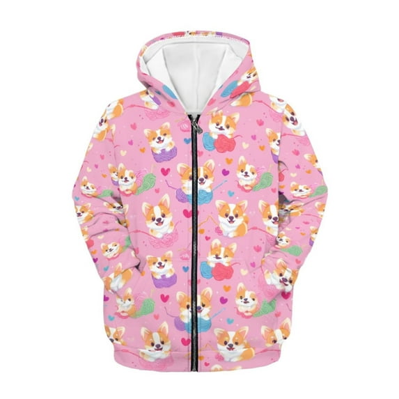 chaqlin Corgi Zip up Hoodies for Girls 11-13 Cute Full-Zip Hoodie ...