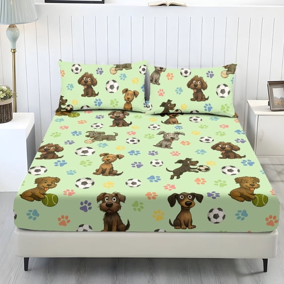 chaqlin Cute Dog Paw Football Sheet Set of 3,Soft and Breathable ...
