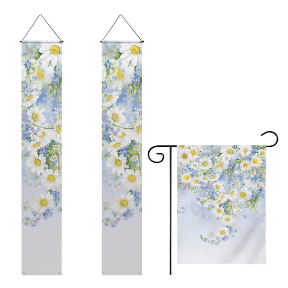 chaqlin Daisy Print Door Banner and Garden Flag 3 Pack 12x71 Inch ...