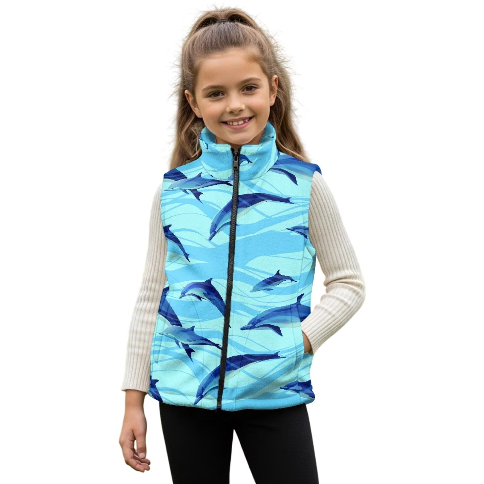chaqlin Dolphin Vest Jacket for Girls 2-3 Casual Zip Up Vests Coat ...