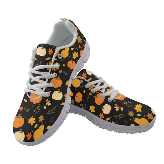 chaqlin Fall Maple Leaf Sneakers for Women Size 11 Pumpkin Print Lace ...