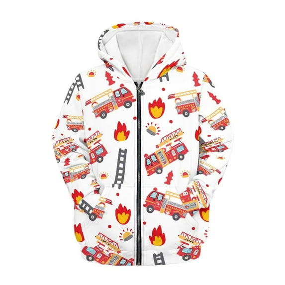 chaqlin Fire Truck Zip up Hoodies for Boys 8-10 Long Sleeve Hoodie ...