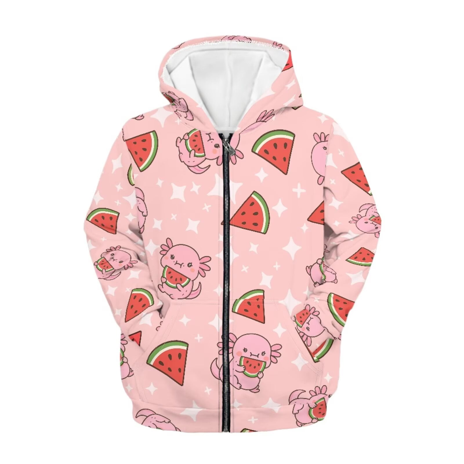chaqlin Girls Axolotl Hoodies Size 14-16 Zip Up Hooded Jacket ...