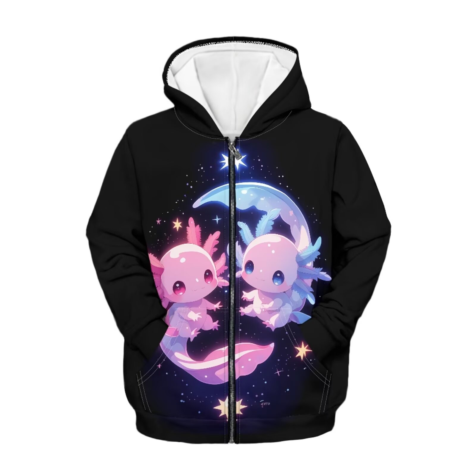 chaqlin Girls Axolotl Hoodies Size 6-7 Zip Up Hoodie Kids Long Sleeve ...