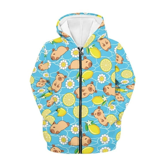 chaqlin Girls Capybara Hoodies Size 11-13 Zip Up Hoodie Sweatshirt ...