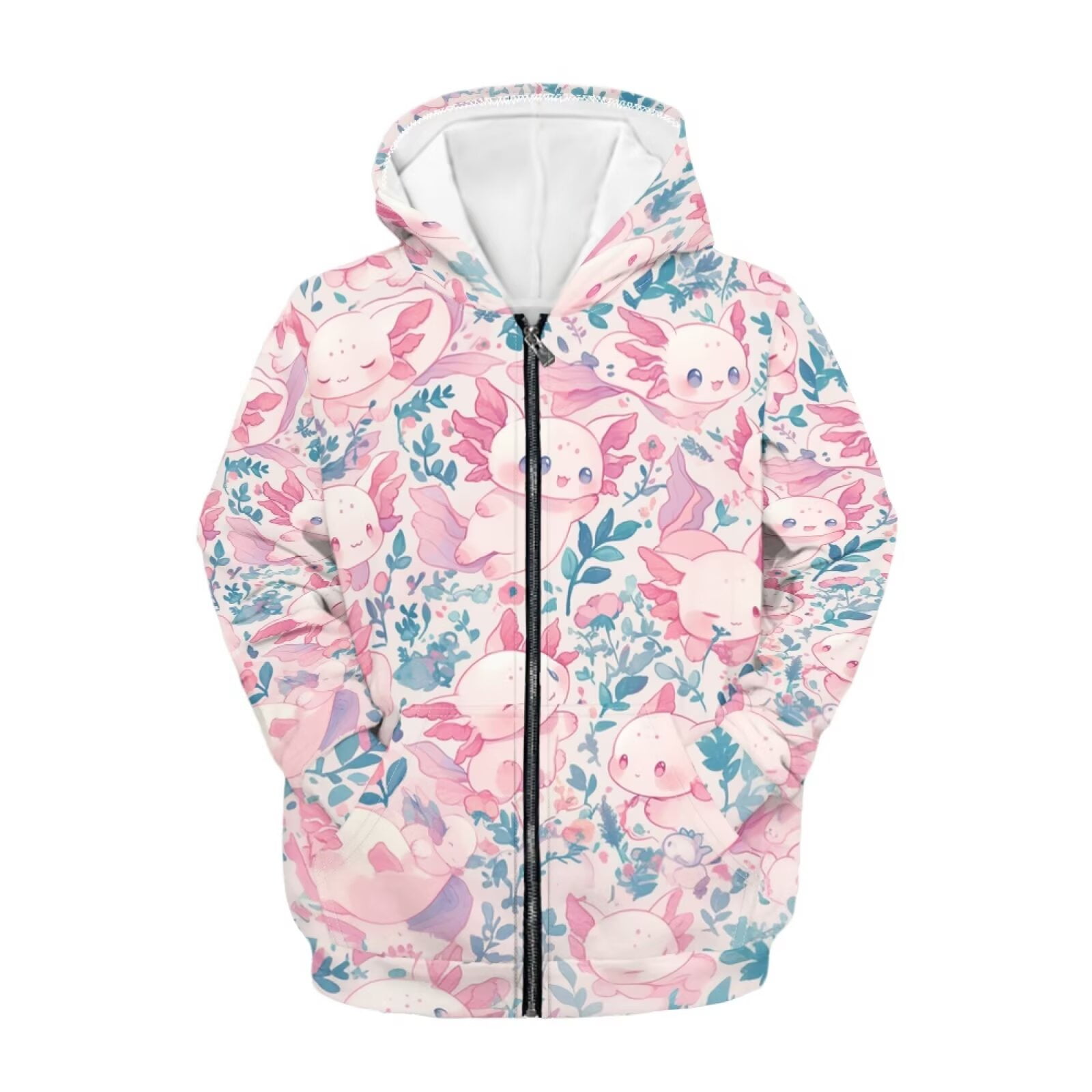 chaqlin Girls' Fashion Hoodies & Sweatshirts Cute Axolotl Full-Zip ...