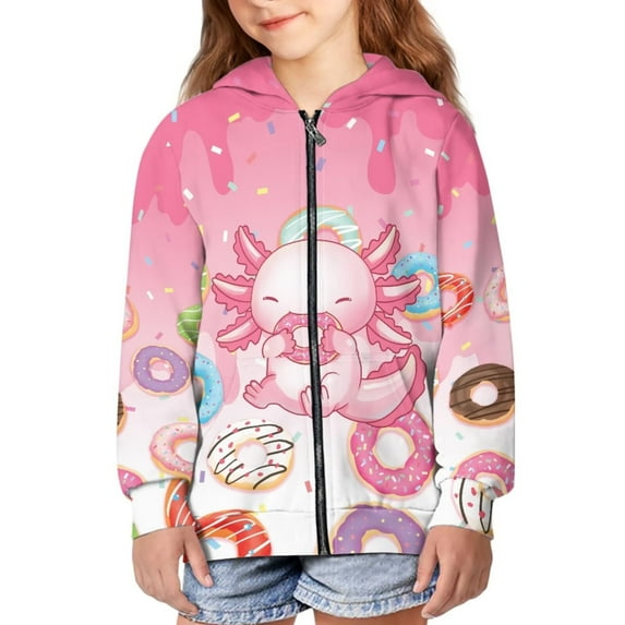 chaqlin Girls' Fashion Hoodies & Sweatshirts Cute Axolotl Zipper Hooded ...