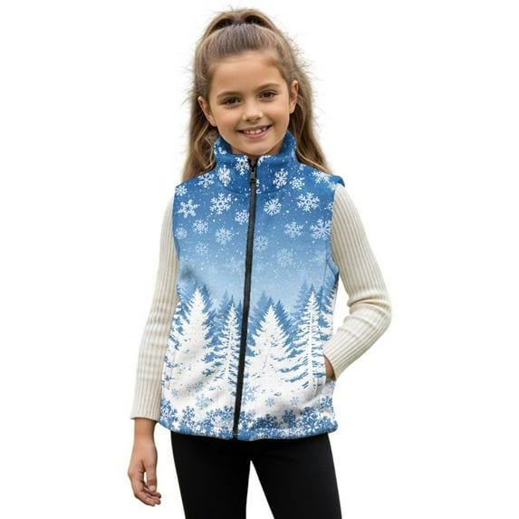 chaqlin Girls Fleece Vest Size 1-2 Christmas Tree Zip up Vests Jacket ...