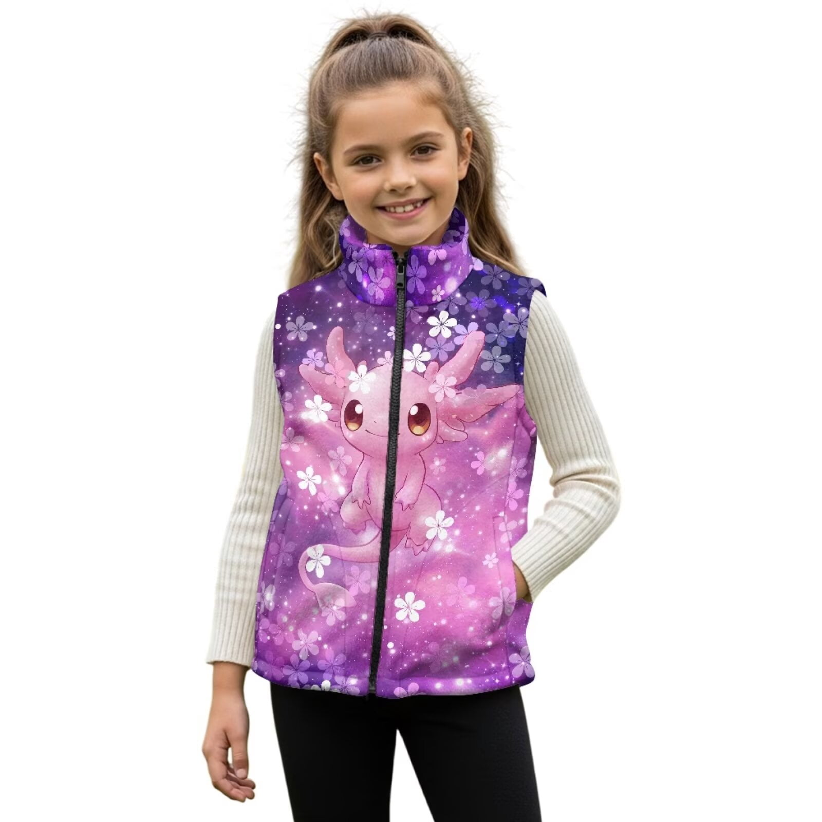 chaqlin Girls Fleece Vest Size 3-4 Brown Horse Full-Zip Vests Coat for ...
