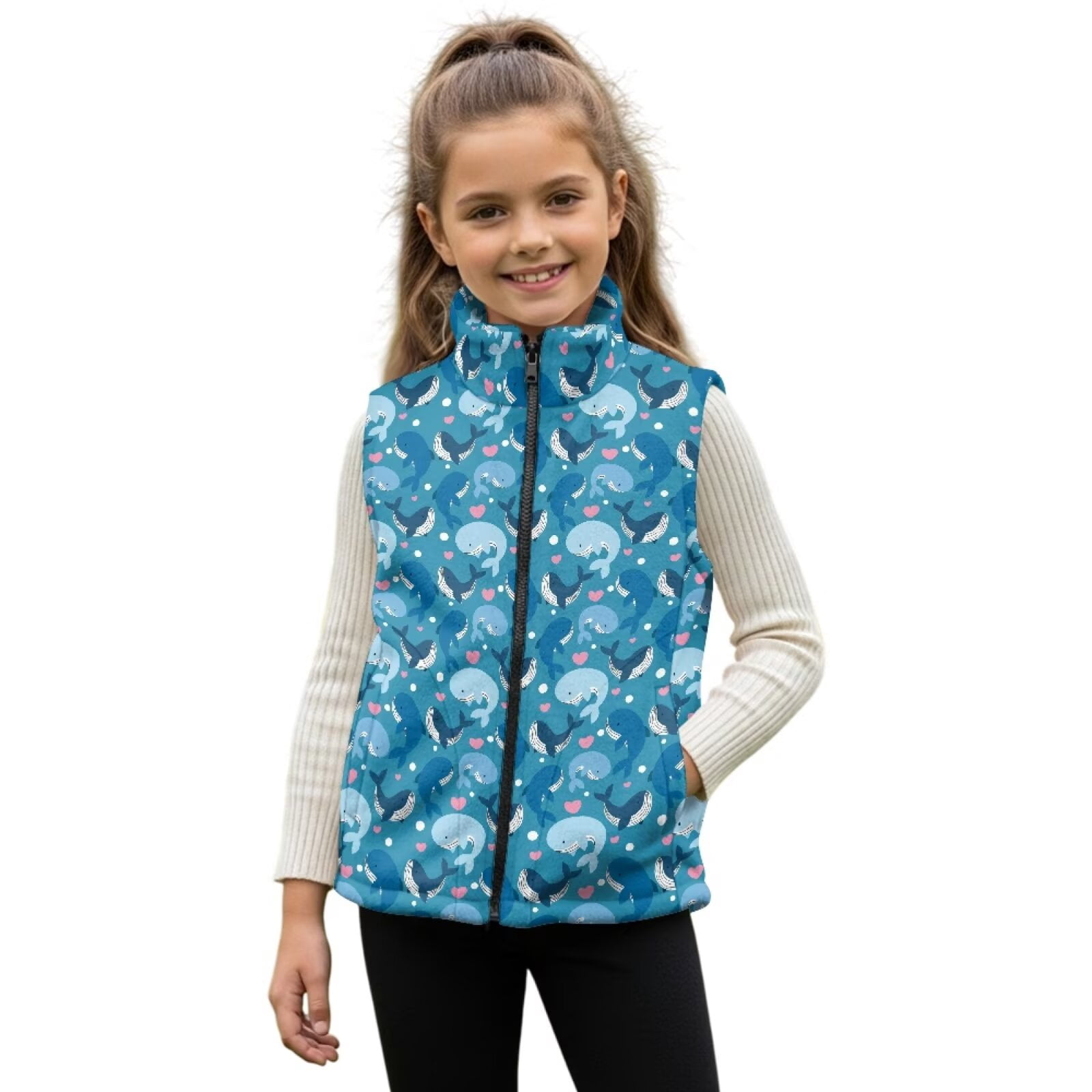 chaqlin Girls Whales Outerwear Size 7-8 Kids Zip Up Vests Coat ...