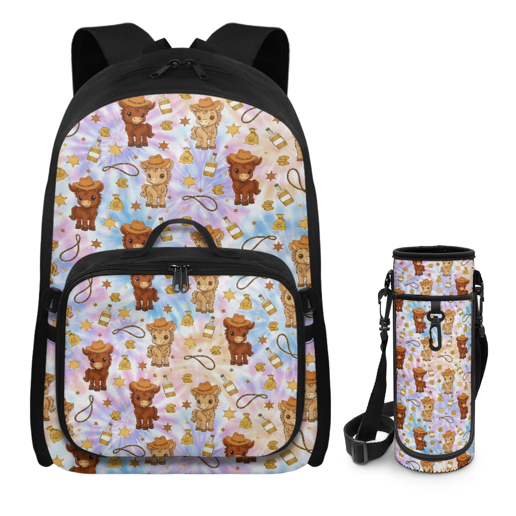 chaqlin Horse Pattern Girls Backpack with Picnic Bag Cute School Bag ...