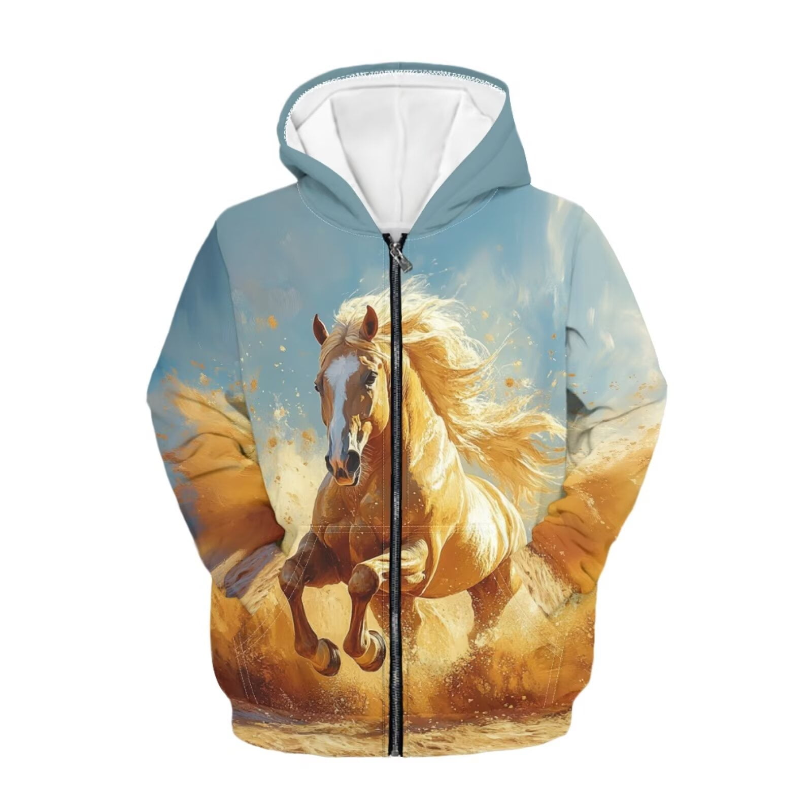 chaqlin Horse Sweatshirts for Girls Boys Trendy Y2K Zip up Hoodies Long ...