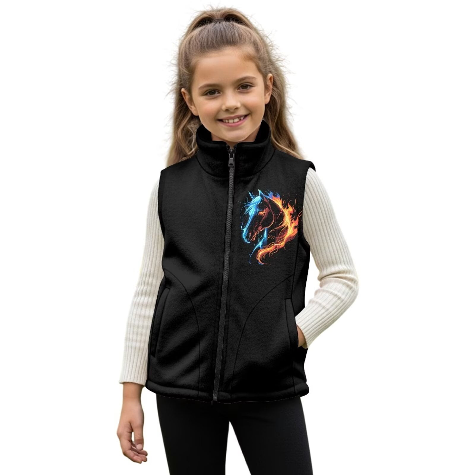 chaqlin Horse Vest for Boys Girls Trendy Y2K Sports Jacket Ice Fire ...