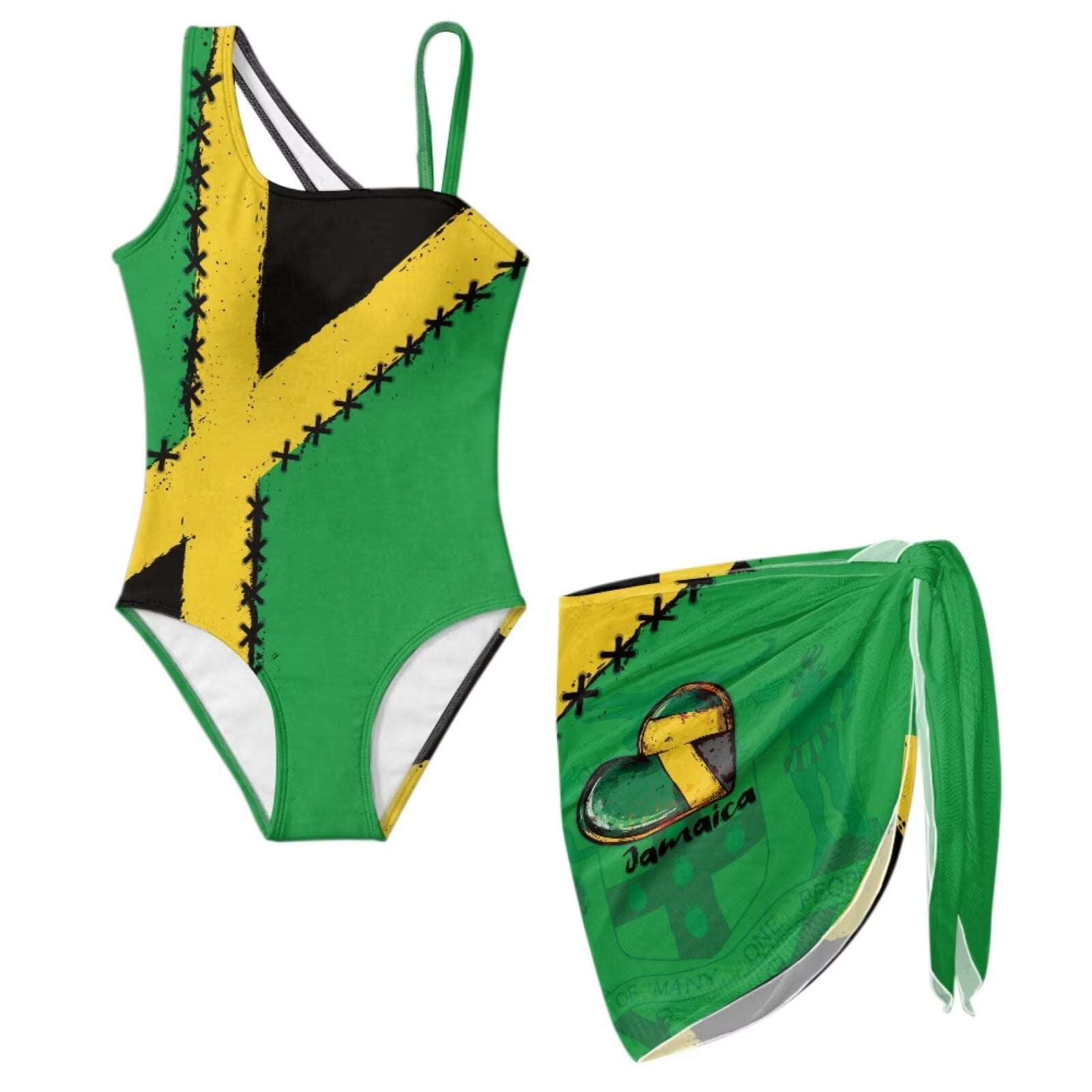 chaqlin Jamaica Flag Swimwear 7-18 Y Girls One-piece Swimsuit Teenager ...