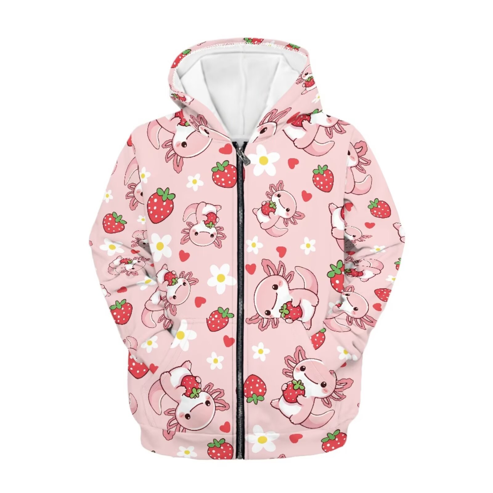 chaqlin Kids Axolotl Hoodies Girls 10-12 Pink Zip-Up Hoodie Sweatshirt ...