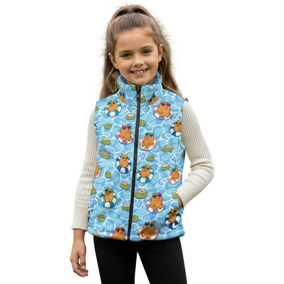 chaqlin Kids Capybara Vest Girls Zip Up Vest Jacket Cute Sleeveless ...
